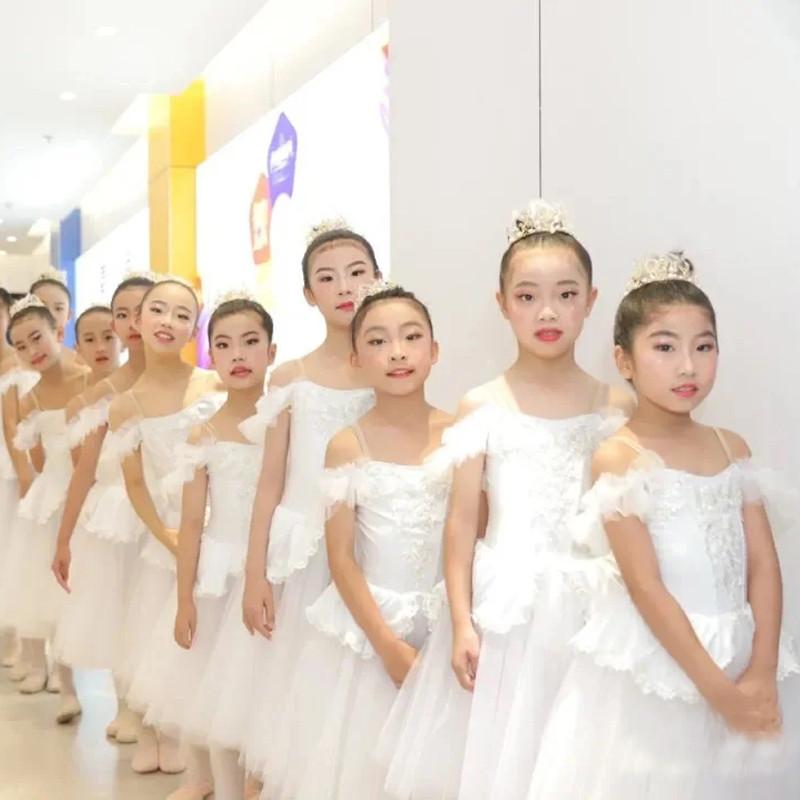 Girls kids white Ballet dance dress long tutu skirt professional ...