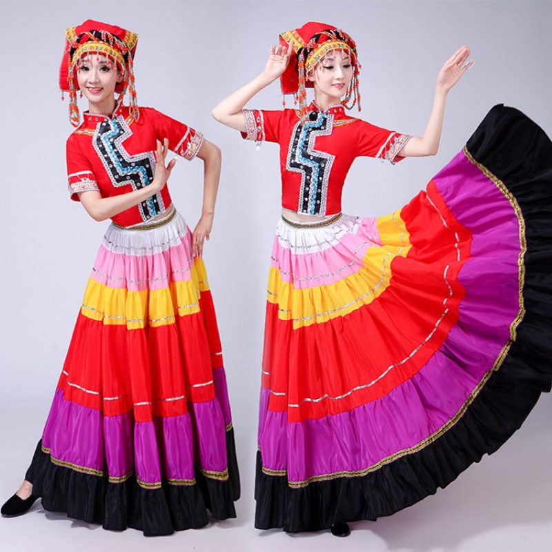 Women\'s Miao hmong Yi Minority Chinese folk dance costumes stage ...